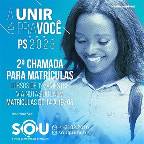 PS UNIR 2023 2ª chamada para matrículas em cursos do primeiro