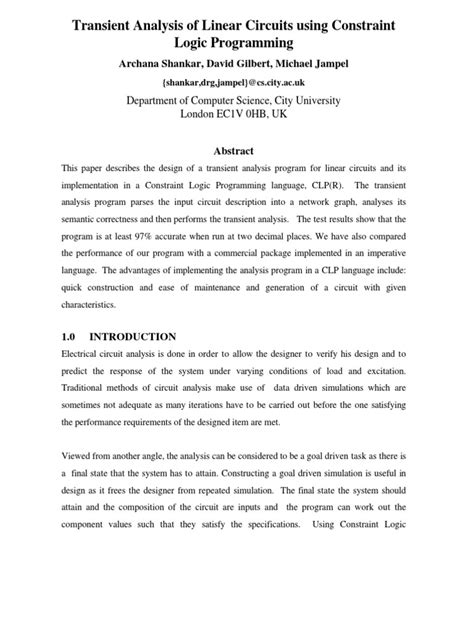 transient analysis of linear circuits using constraint logic programming pdf network