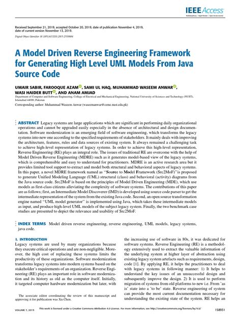 a model driven reverse engineering framework for generating high level uml models from java