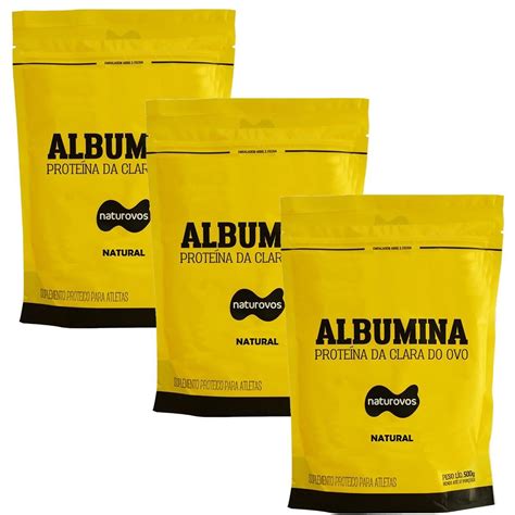 Kit 3 Albumina Refil 500g Natural Naturovos OtimaNutri
