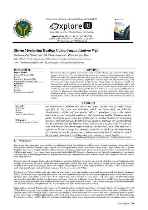 PDF Sistem Monitoring Kualitas Udara Dengan Platform Web