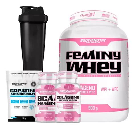 Combo Femini Whey Bcaa Creatina Colágeno Coq Frete grátis
