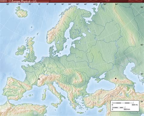EUROPE Physical Map From Abeka 9th Grade Geography Chapter 3 Diagram