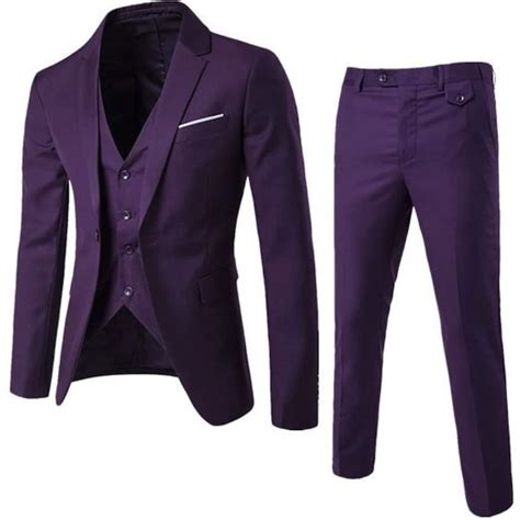 Men Suits Purple Piece Slim Fit Formal Fashion Wedding Suit Etsy