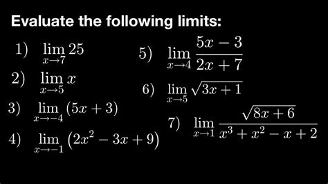 evaluating limits of functions youtube
