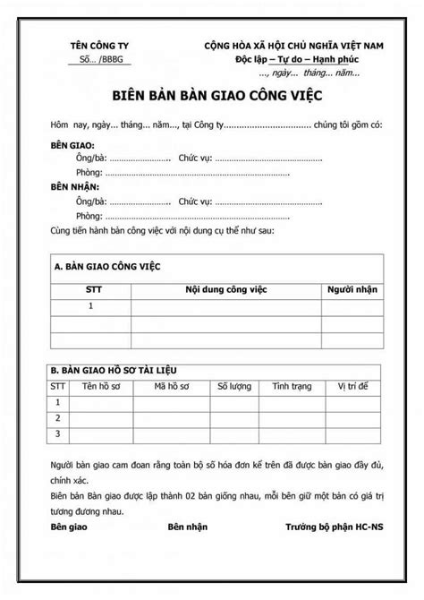 Top 10 mẫu biên bản bàn giao giám đốc công ty hữu ích cho doanh nghiệp