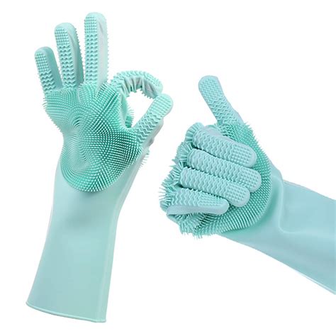 Amazon Pair Magic Silicone Dishwashing Gloves With Two Sided Wash