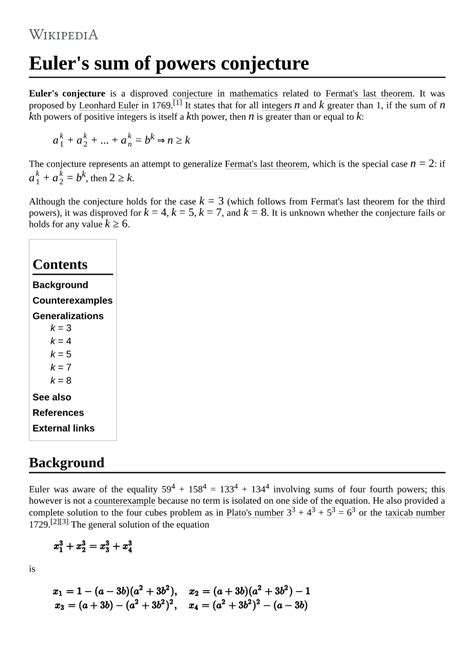 euler s sum of powers conjecture docslib