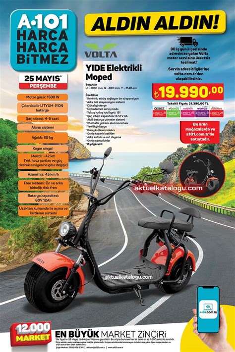 A101 25 Mayıs 2023 Aldın Aldın VOLTA YIDE Elektrikli Moped