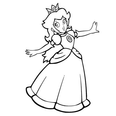 Princesa Peach Feliz Para Colorear Imprimir E Dibujar ColoringOnly