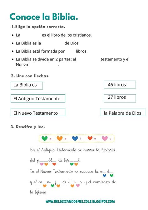 Ejercicio Interactivo De Actividades Sobre La Biblia Lecciones De La