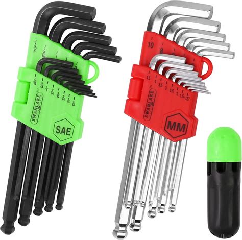 SWANLAKE 27PCS Allen Wrench Set Hex Key Set Long Arm Ball End Hex