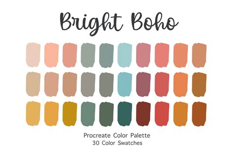 Modern Boho Boho Procreate Color Palette Cool Tones Palette Light