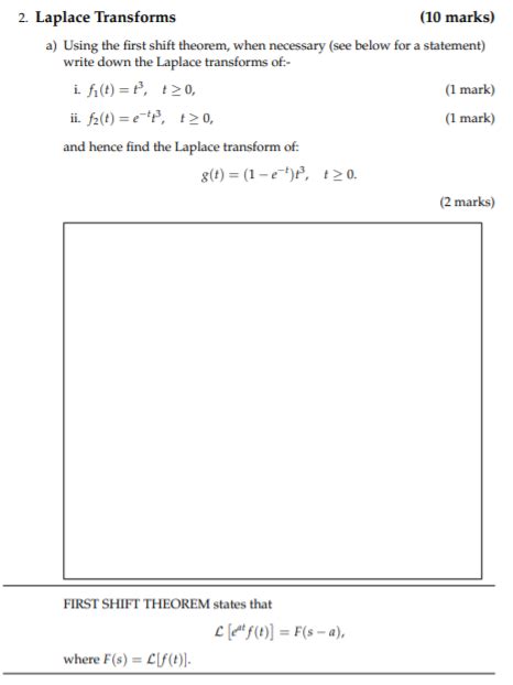 solved 2 laplace transforms 10 marks a using the first