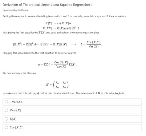 solved derivation of theoretical linear least squares