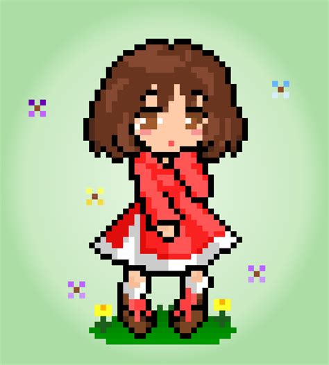 8 Bit Pixel Girl With Butterfly And Flowers Woman Pixels For Game