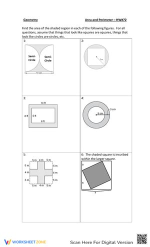 Find The Area Of The Shaded Region Worksheets With Answers