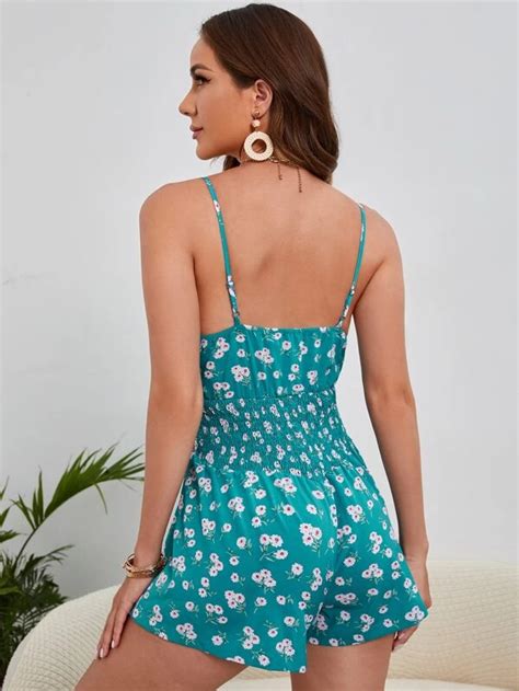 SHEIN VCAY Folhado Nó na gola Floral Estampa em toda a parte Boho