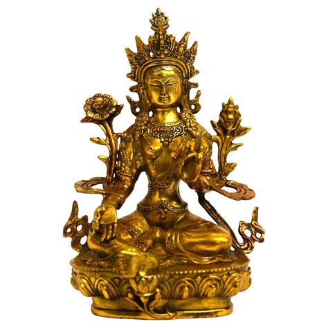 Green Tara Gilt Bronze Tibetan Goddess Of Compassion For Sale At 1stdibs