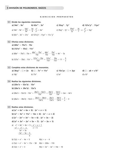 PDF 5 DIVISIÓN DE POLINOMIOS RAÍCES PDF file5 DIVISIÓN DE