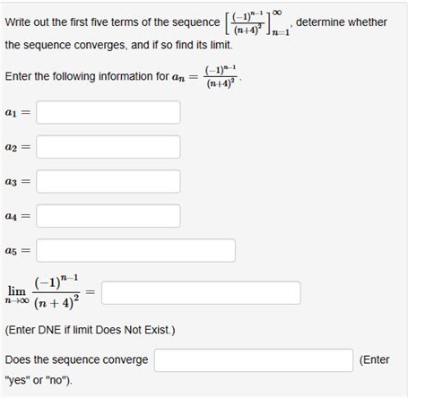 solved write out the first five terms of the sequence