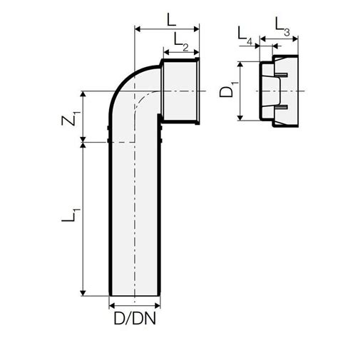 Curva técnica prolongada con tapón Valsir Triplus enchufable D 32 46 mm