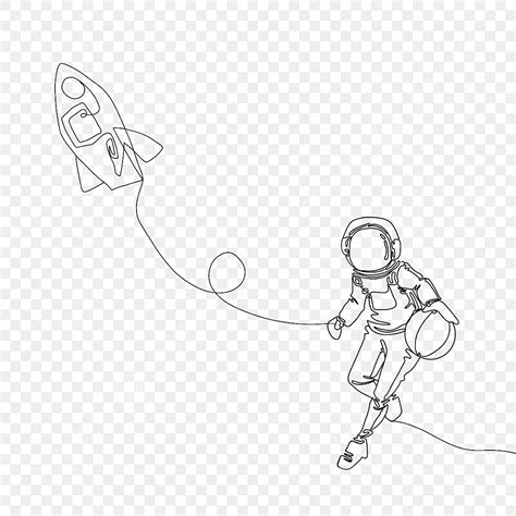 Astronaute De L Espace De Dessin Au Trait Noir Et Blanc PNG