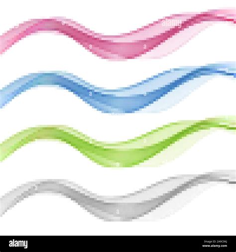 Abstract Smooth Color Wave Vector Set On White Background Curve Flow