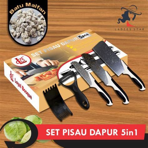 Jual Pisau Hitam Batu Maifan Knife Set Pcs Shopee Indonesia