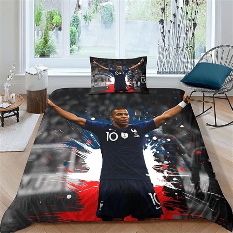 Parure De Lit Kylian Mbappé Imprimé Motif Housse De Couette avec Taies