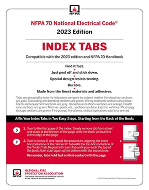 National Electrical Code NEC Tabs 2023 Edition Paperback Peproll