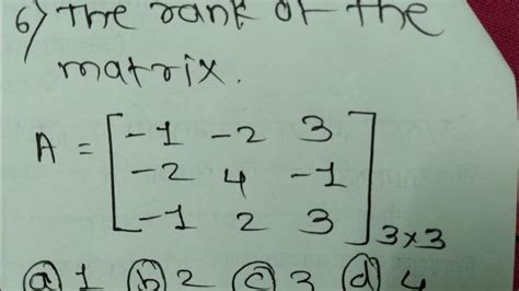 rank of matrix using determinant method youtube