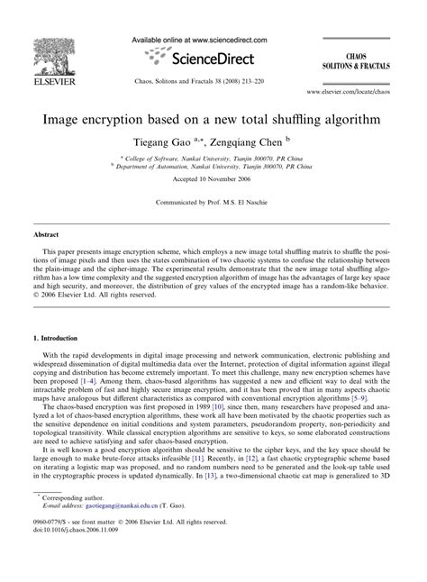 pdf image encryption based on a new total shuffling algorithm