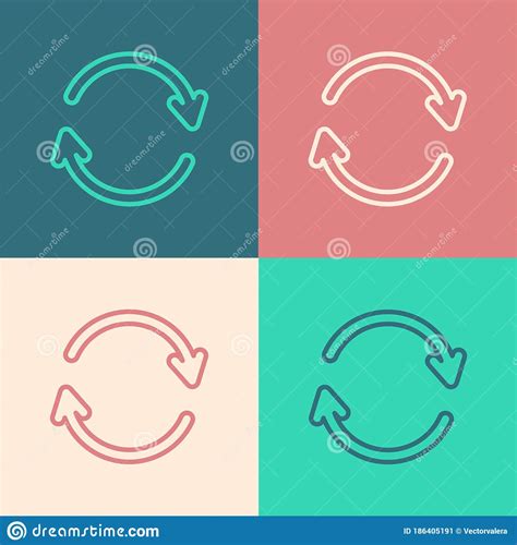 Pop Art Line Refresh Icon Isolated On Color Background Reload Symbol