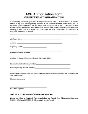 Fillable Online ACH Authorization Form1 Saxonweb Fax Email Print