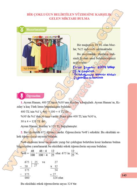 5 Sınıf Matematik Ders Kitabı Cevapları Özgün Matbaacılık Sayfa 143