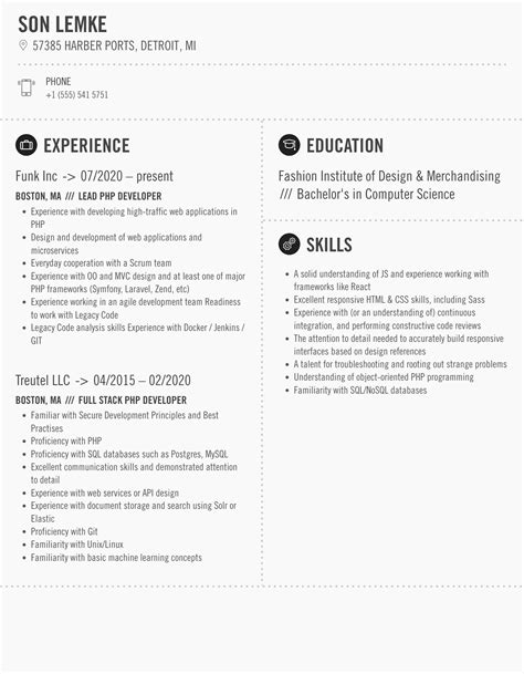 php developer resume samples velvet jobs