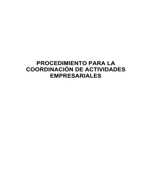 Procedimiento Para La Coordinaci N De Actividades Empresariales