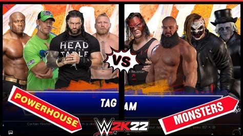 WWE 2K22 TEAM POWER HOUSE ROMAN REIGNS JOHN CENA BROCK LESNAR VS TEAM