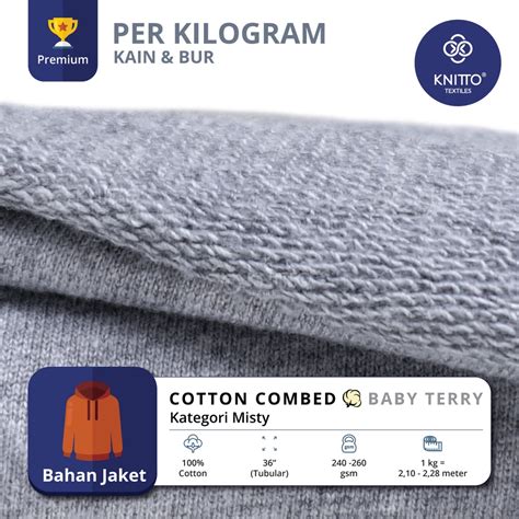 Jual BAHAN JAKET KAIN COTTON COMBED BABY TERRY KATEGORI WARNA MISTY