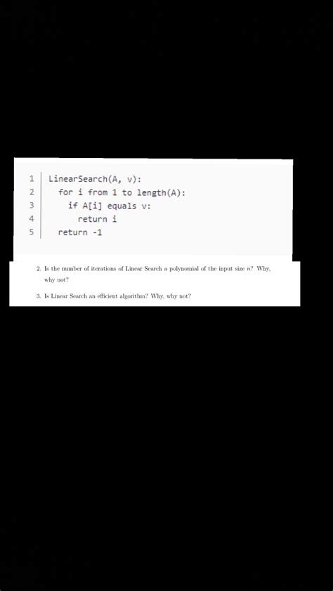 solved linearsearch a v for i from 1 to length a if