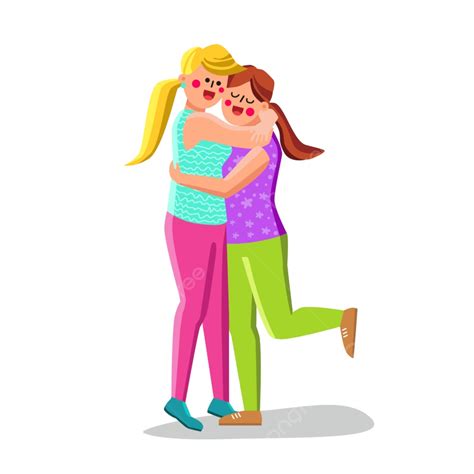 Amigas Abrazándose Juntas PNG Elegante Sonriente Damas PNG y Vector