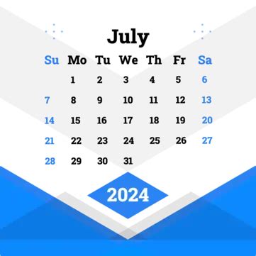 Diseño De Calendario De Julio De 2024 Vector PNG Julio De 2024
