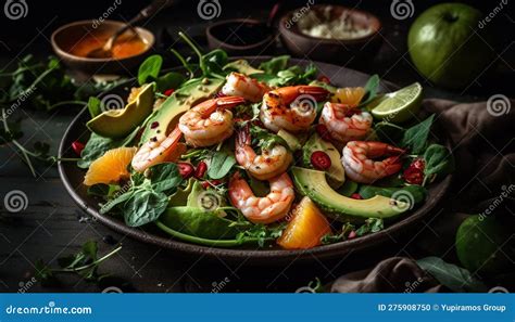 Ensalada De Marisco A La Parrilla Comida Fresca Y Saludable Generada