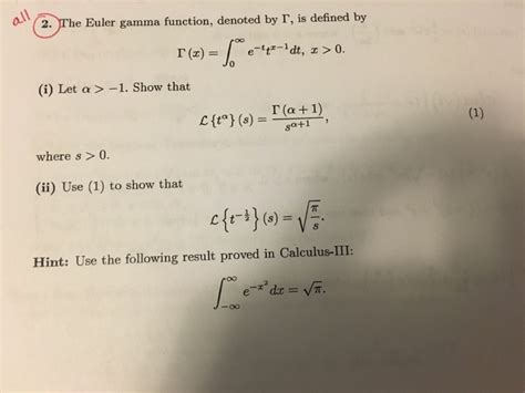 solved the euler gamma function denoted by gamma is