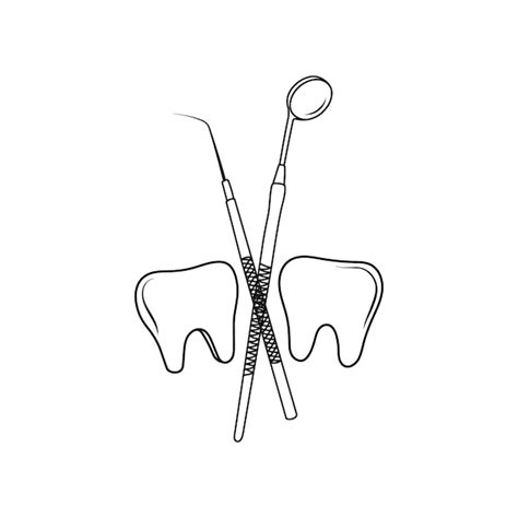 Premium Vector Teeth And Dental Instruments Line Art Dental Health