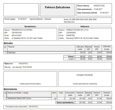 Proforma a faktura zaliczkowa VAT końcowa Jak wystawić rachunek