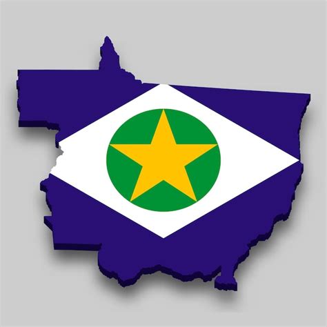 Mapa isométrico 3d de mato grosso con bandera Vector Premium