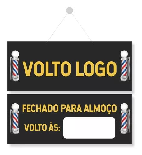 Placa Fechado Para Almoço Volto Logo Barber Ventosa Person