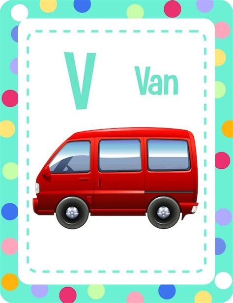 Free Vector Alphabet Flashcard With Letter V And Van In